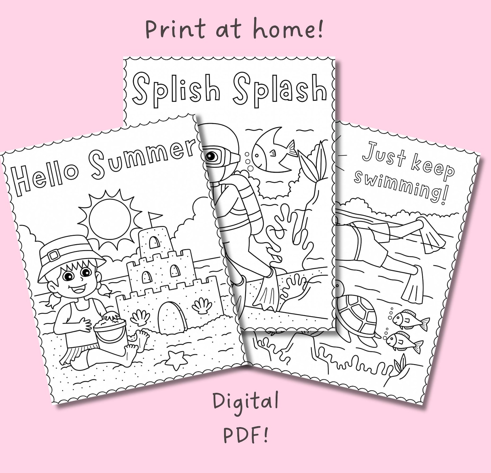 Printable Summer Coloring Pages, 17 Pages, Summer Activity for Kids ...