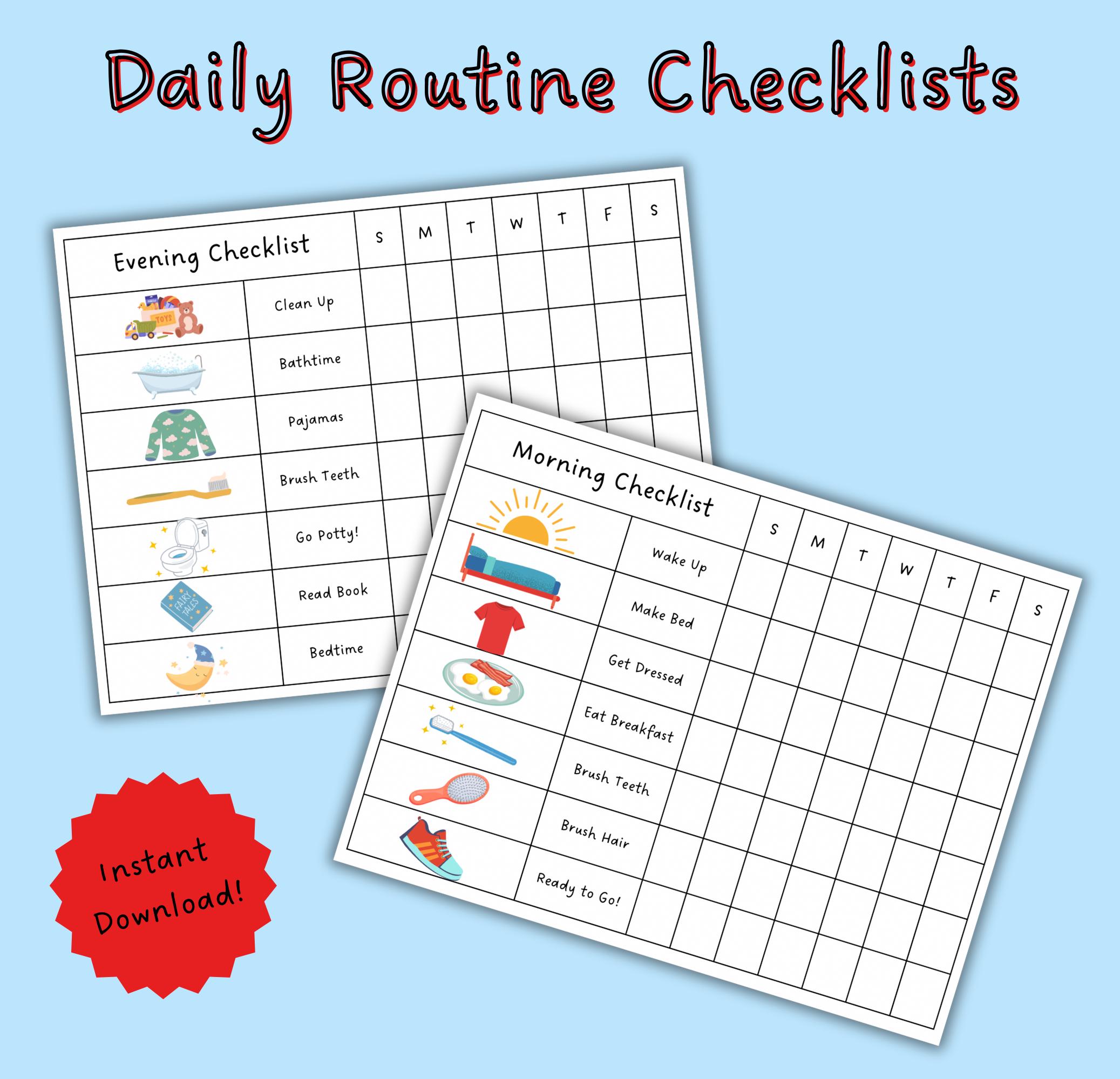 Printable Daily Routine Checklist for Kids, Daily Checklist, for Boys ...