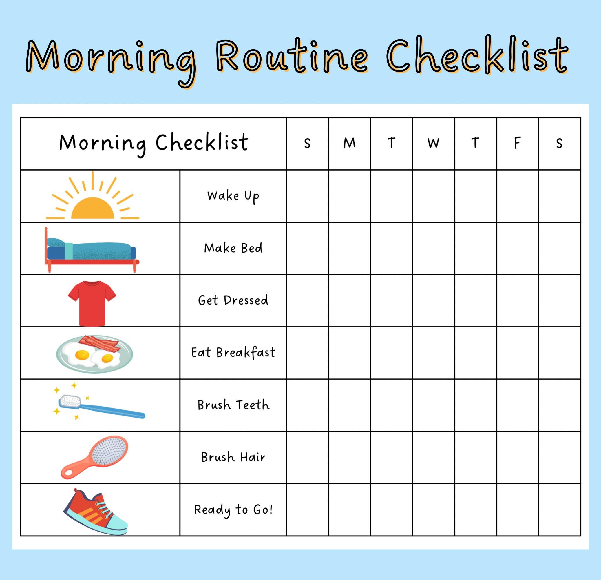 Printable Daily Routine Checklist for Kids, Daily Checklist, for Boys ...