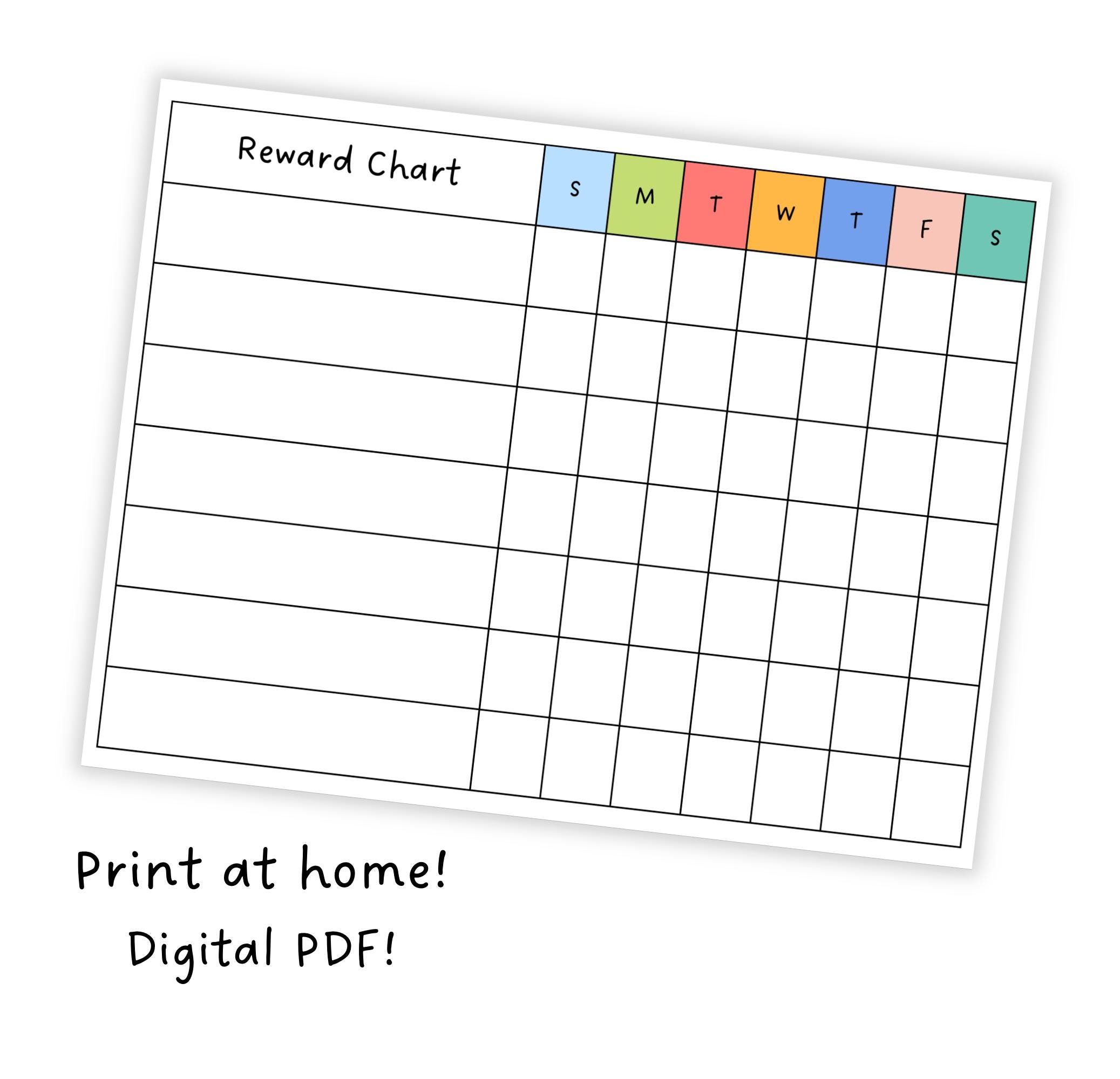 Printable Kids Reward Chart: Weekly Chore Tracker (digital PDF) - Etsy