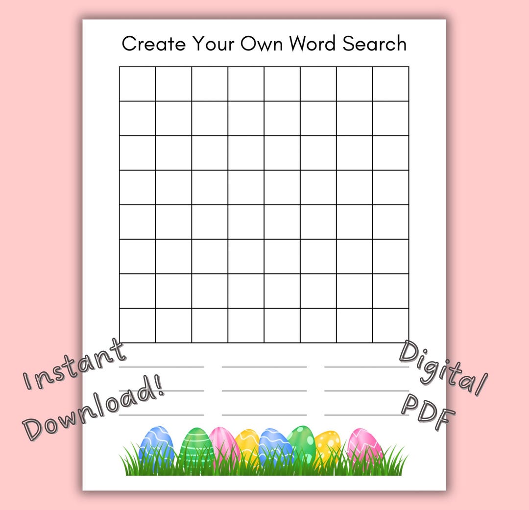 Printable Create Your Own Word Search, Happy Easter, Easter Activity ...