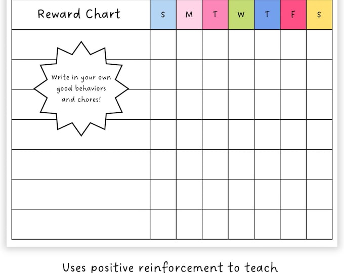 Printable Kids Reward Chart: Chore & Behavior Tracker (digital PDF ...