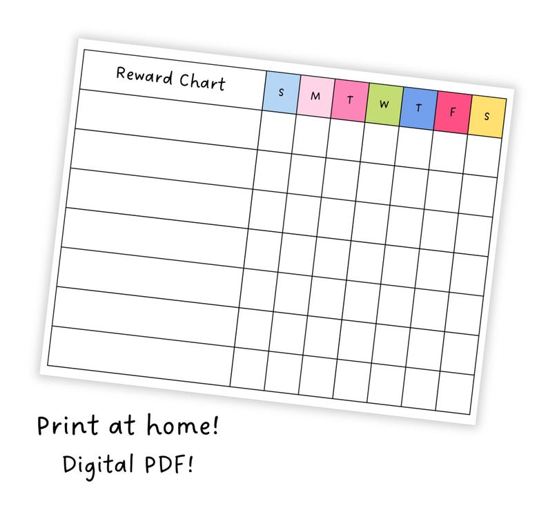 Printable Kids Reward Chart: Weekly Chore Tracker (digital PDF) - Etsy