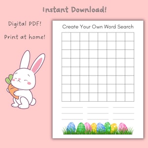 Printable Create Your Own Word Search, Happy Easter, Easter Activity ...
