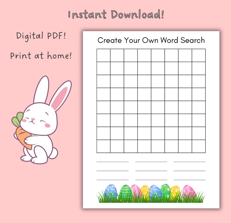 Printable Create Your Own Word Search, Happy Easter, Easter Activity ...