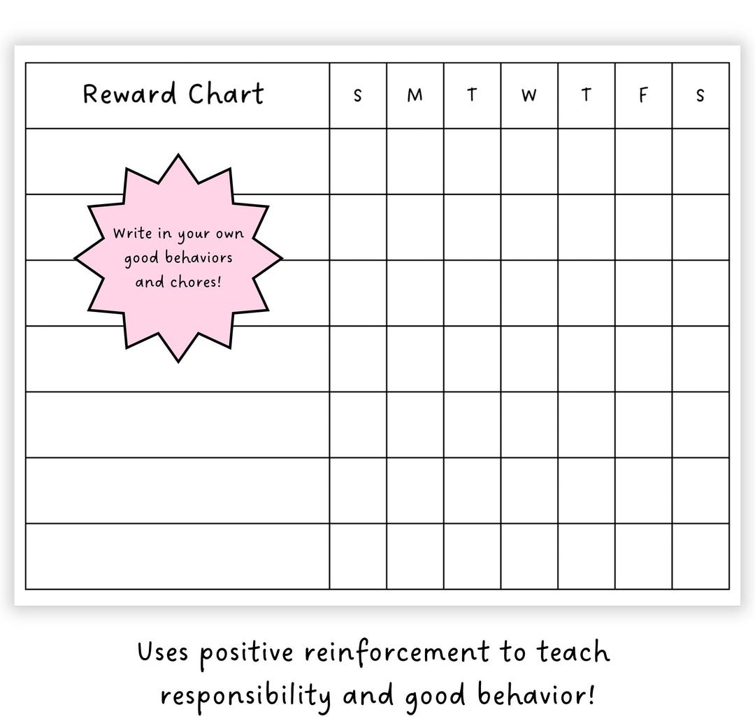 Printable Reward Chart for Kids, Simple, Good Behavior Chart, for Kids ...