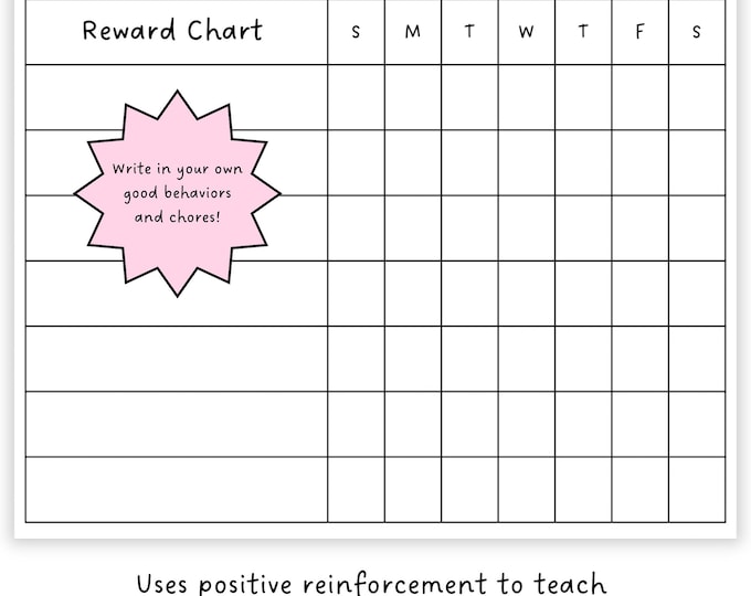 Printable Kids Reward Chart: Chore & Behavior Tracker (digital PDF ...
