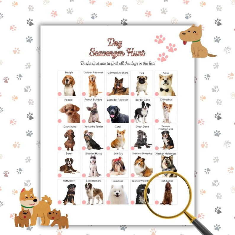Dog Scavenger Hunt Printable Outdoor Treasure Hunt for Kids Camping ...