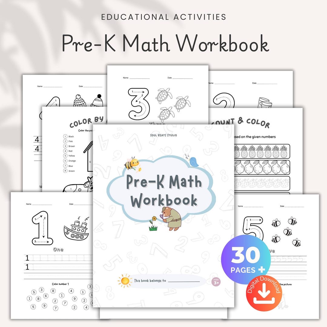 Preschool Learning Worksheets Bundle for Kindergarten PRINTABLE Toddler ...