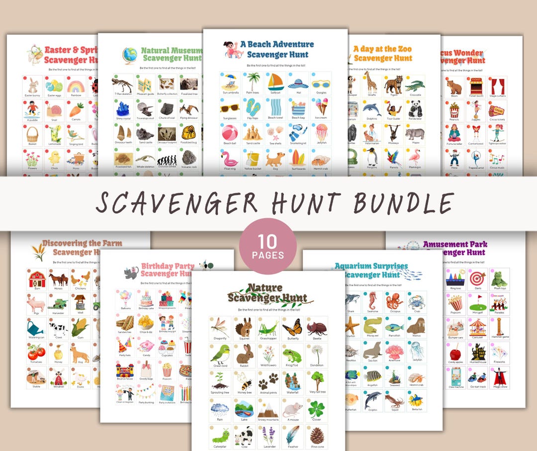 Scavenger Hunt Bundle Treasure Hunt Scavenger Hunt for Kids Birthday ...