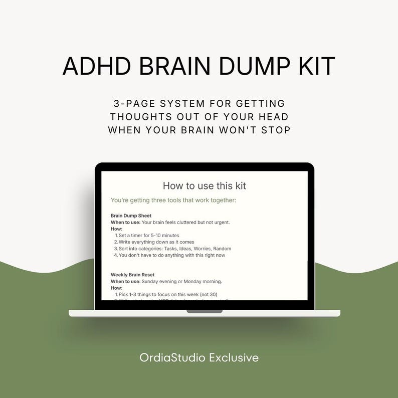ADHD Brain Dump Kit | Printable Planner for Overwhelm | Daily Weekly ...