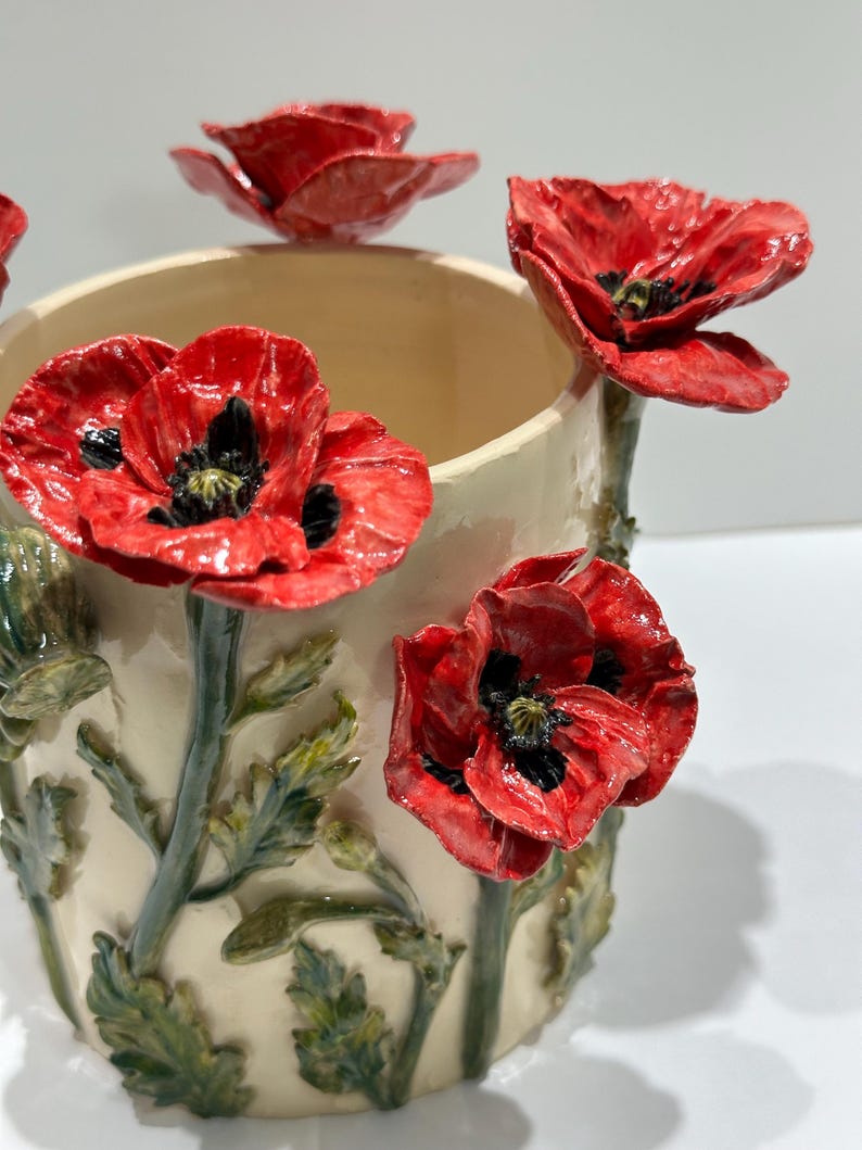 Poppy Flowers Vase: Decorative Ceramic Vase - Etsy