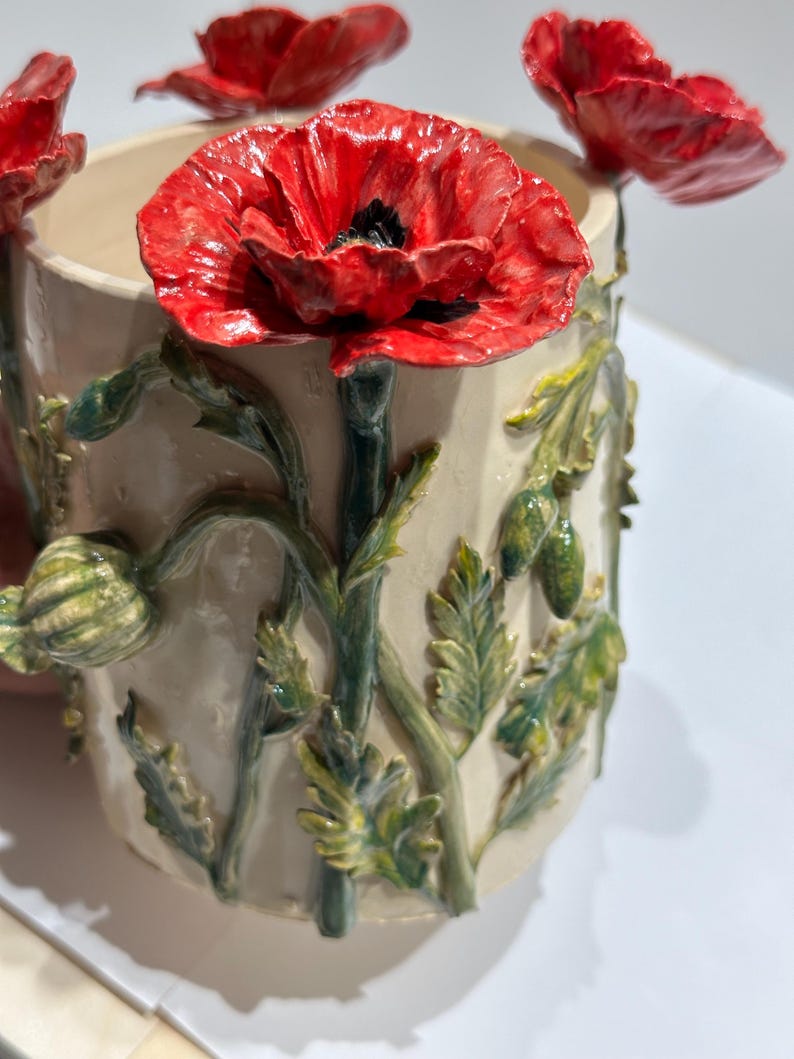 Poppy Flowers Vase: Decorative Ceramic Vase - Etsy