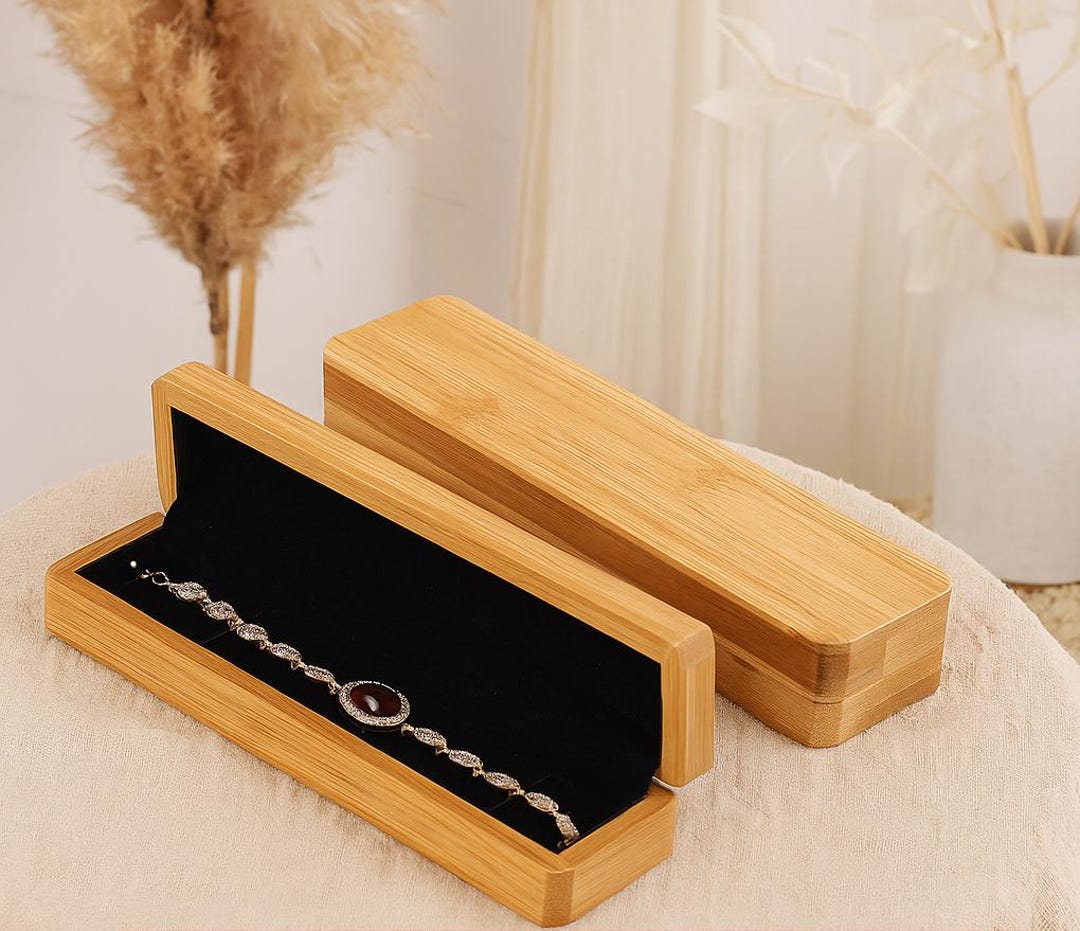 Bamboo Jewelry Box, Black Velvet, Eco Friendly Gift Box - Etsy