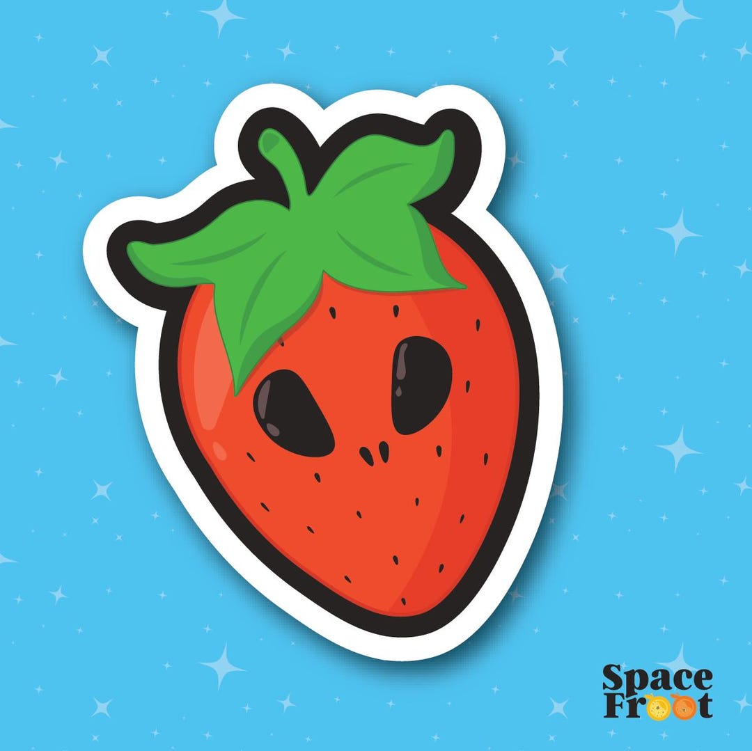 Alien Strawberry Kiss-cut Vinyl Decal Sticker, Cosmic Space Galactic ...