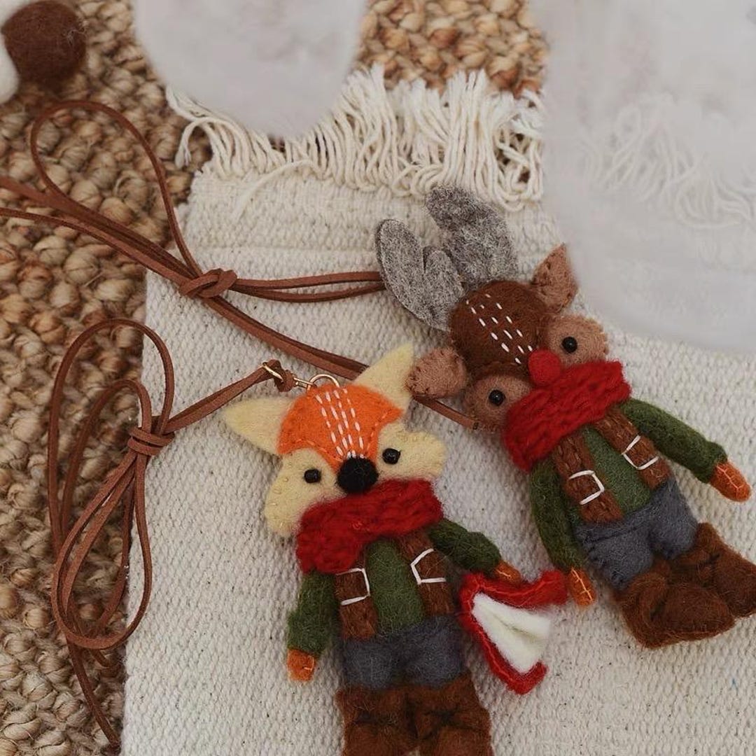 Handmade Nepal Wool Animal Figure Keychain | Bag Charm - Etsy