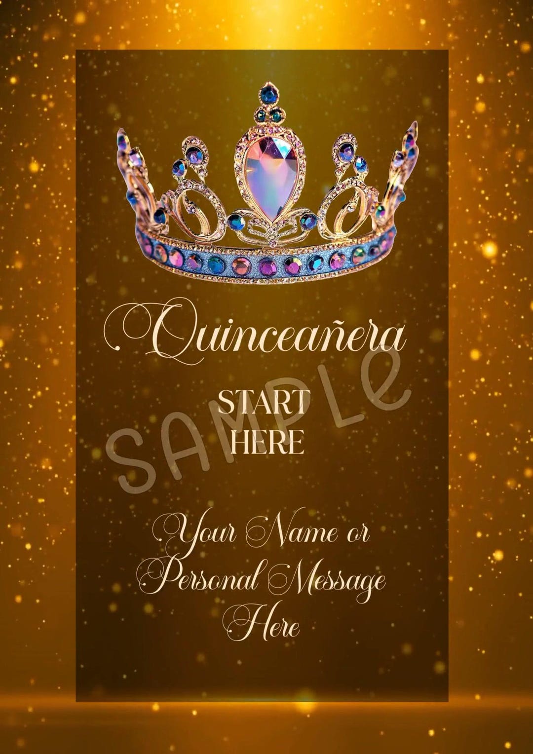Tap to Start Welcome Screen - Quince Gold Sparkle Crown Photo Booth ...
