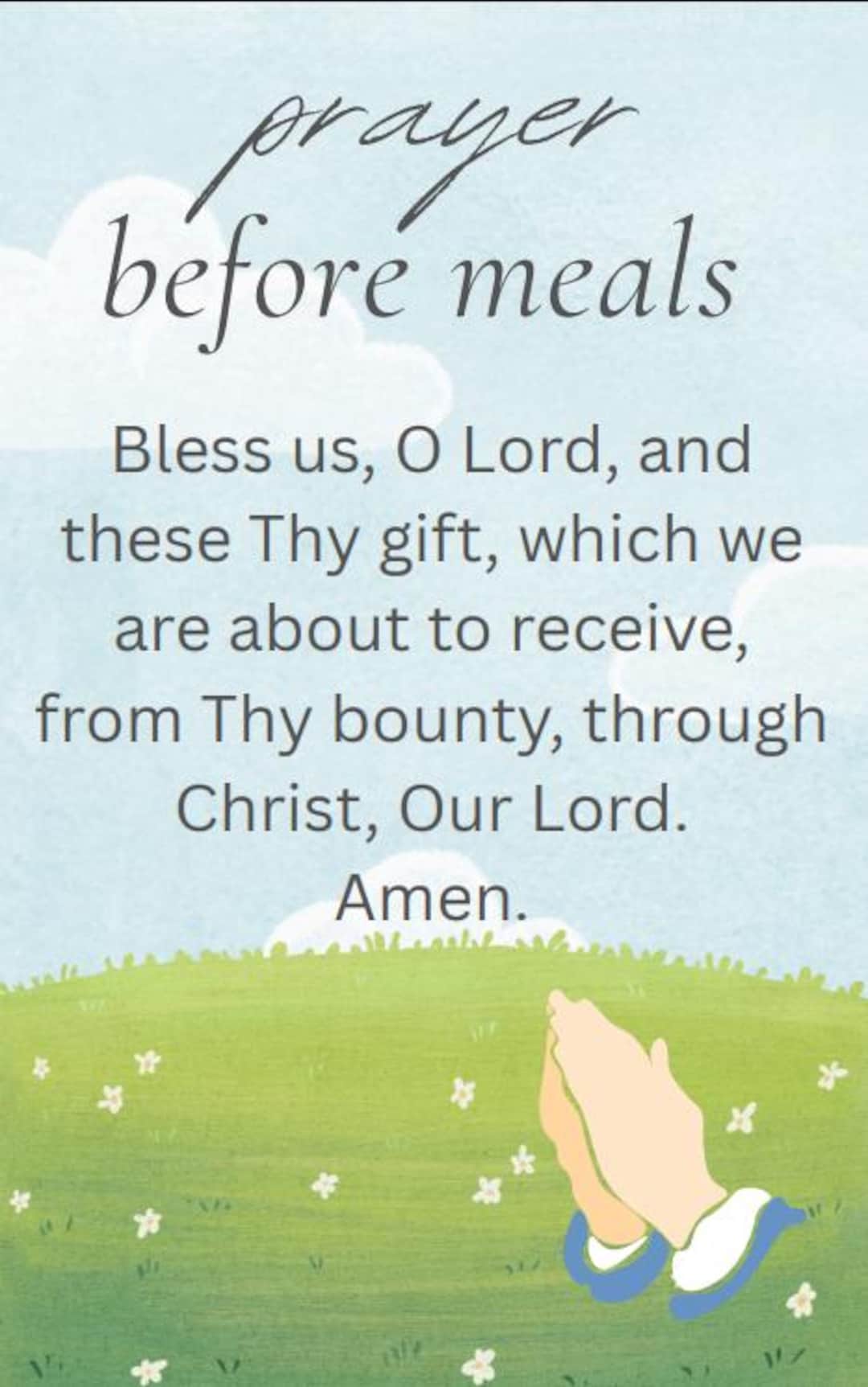 Printable Prayer Before Meals - Etsy