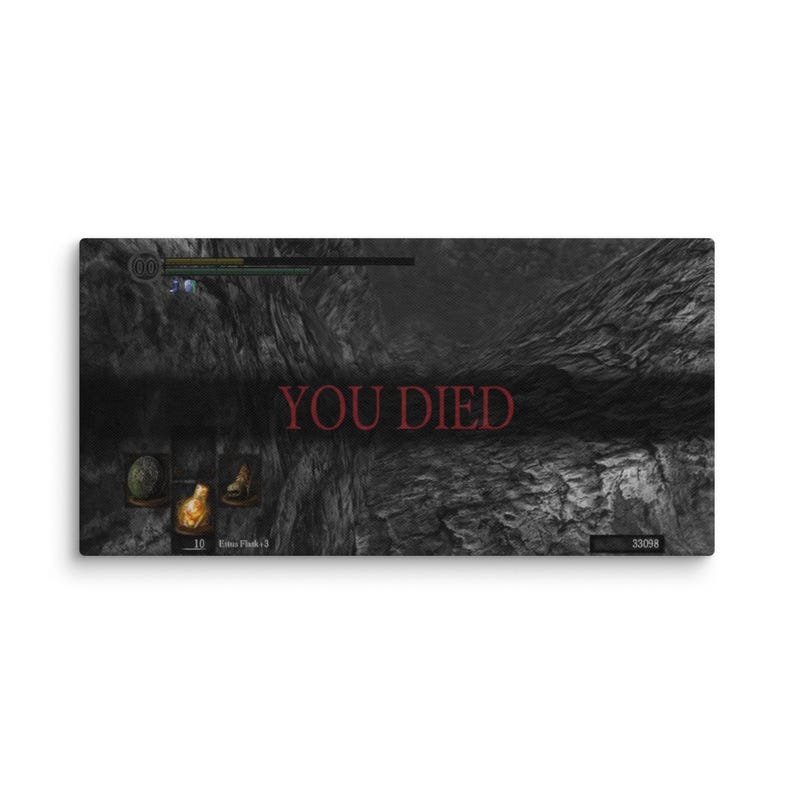 Dark Souls 'YOU DIED' Canvas Print - Minimalist Gaming Art for Hardcore ...