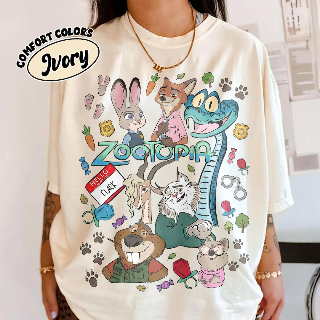 Retro Disney Zootopia 2 Characters Group Shirts, Judy Hopps Nick Wilde ...