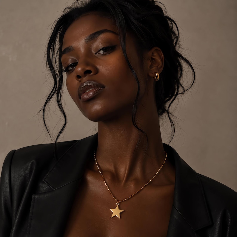 Gold Plated Star Pendant Necklace, Waterproof Hypoallergenic Stainless ...