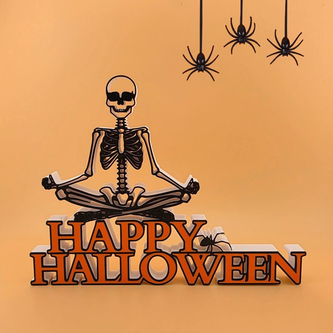 Spooky Zen Skeleton Halloween Anatomy Art Home Accent Desk Decoration ...