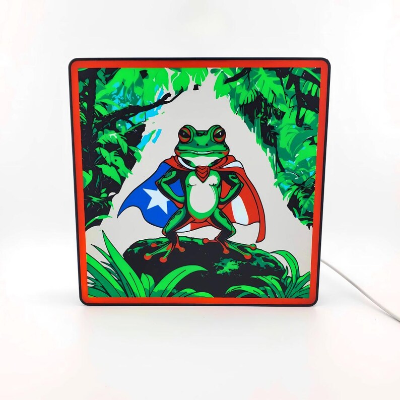 Mighty Coqui Frog Light Box - Puerto Rico Superhero Frog Wearing Puerto ...