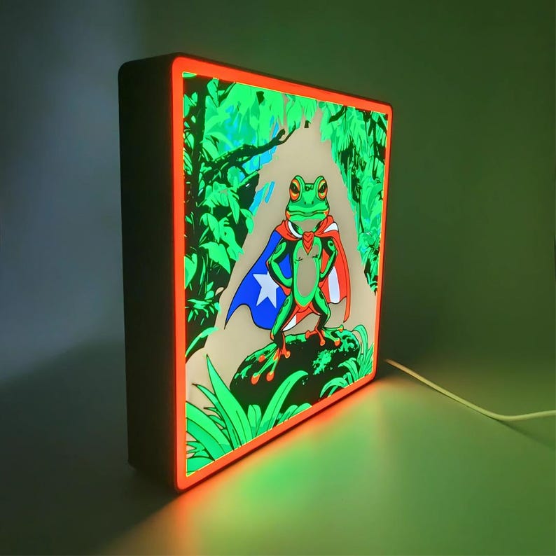 Mighty Coqui Frog Light Box - Puerto Rico Superhero Frog Wearing Puerto ...