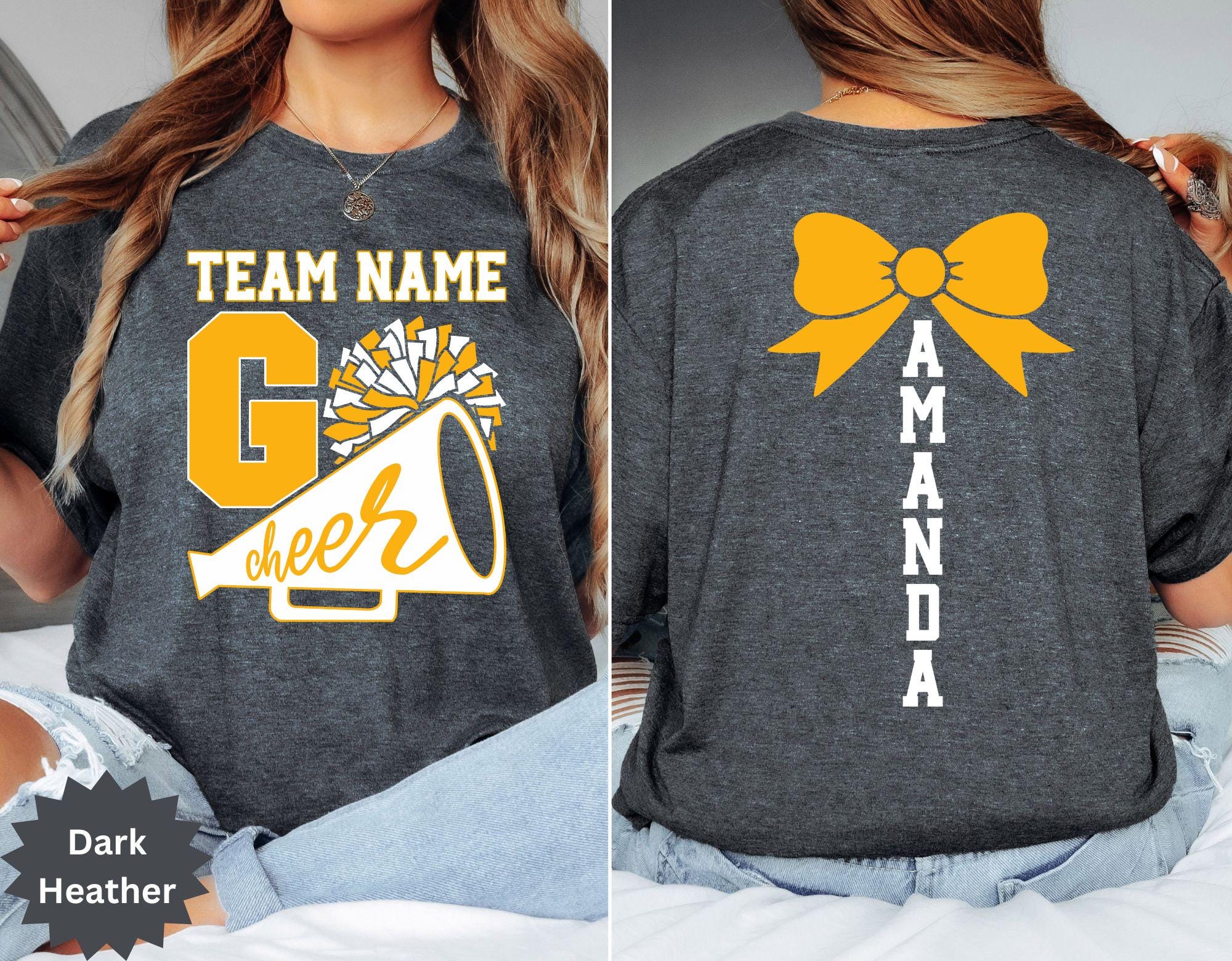 Custom Cheer Team Name Shirt, Custom Cheerleader Gift Two Sided Shirt ...