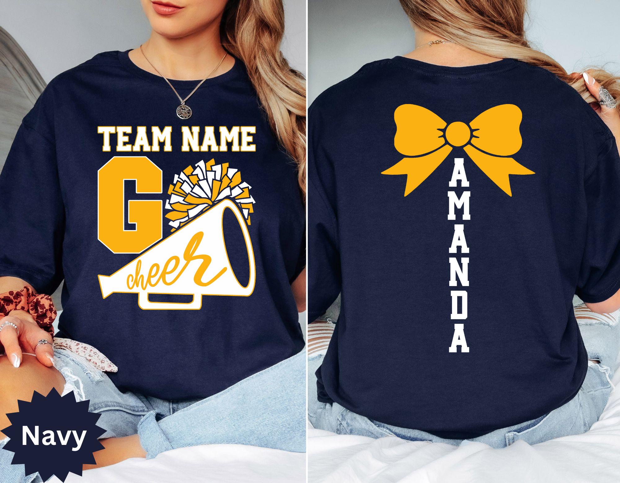 Custom Cheer Team Name Shirt, Custom Cheerleader Gift Two Sided Shirt ...