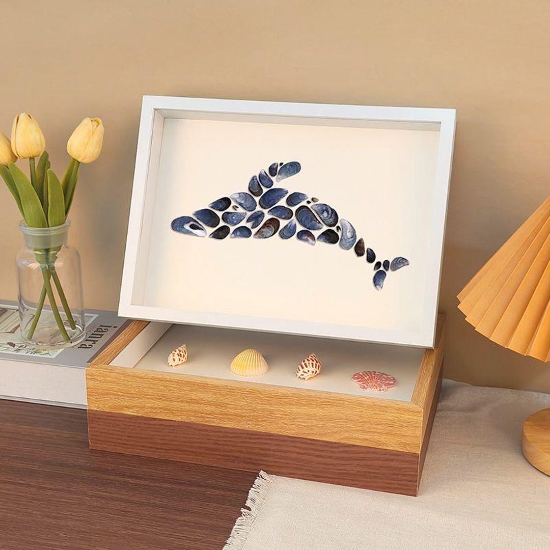 DIY Seashell Dolphin Frame Night Light, 3D Hollow Shadow, Handmade ...