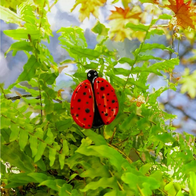 Handmade Glass Ladybug on a Stick for Pot or Garden - Etsy