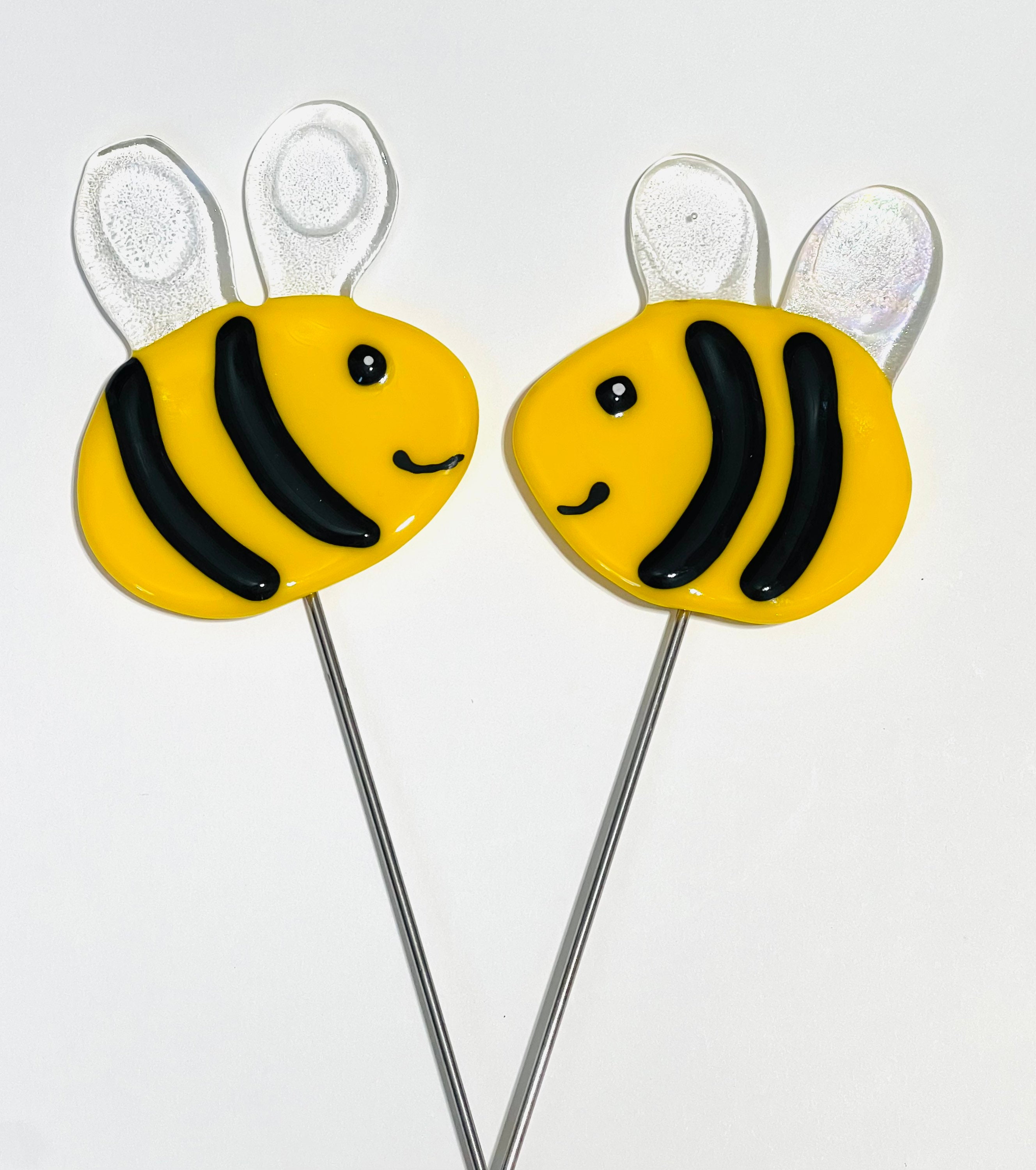 Handmade Glass Bee on a Stick for Pot or Garden - Etsy