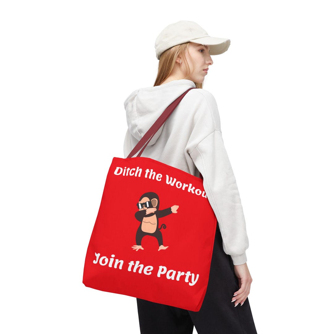 Red Funny Monkey Tote, Sunglasses Monkey Carryall, Pop Color Durable ...