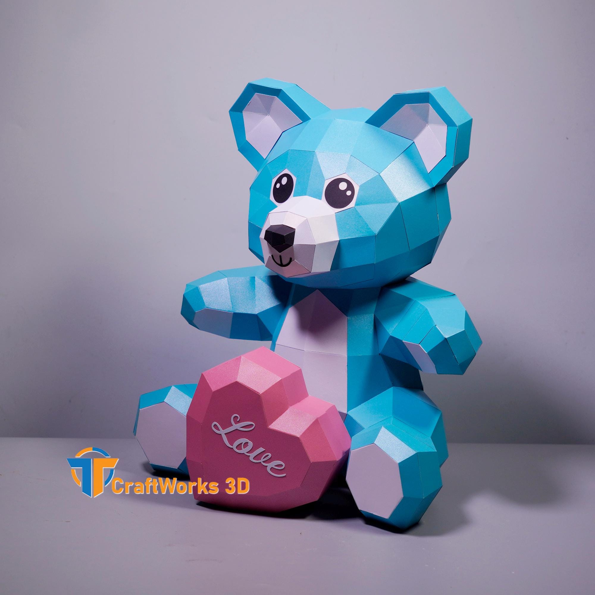 Papercraft Teddy Bear 3D SVG, Studio, PDF Template - DIY Low Poly Paper ...