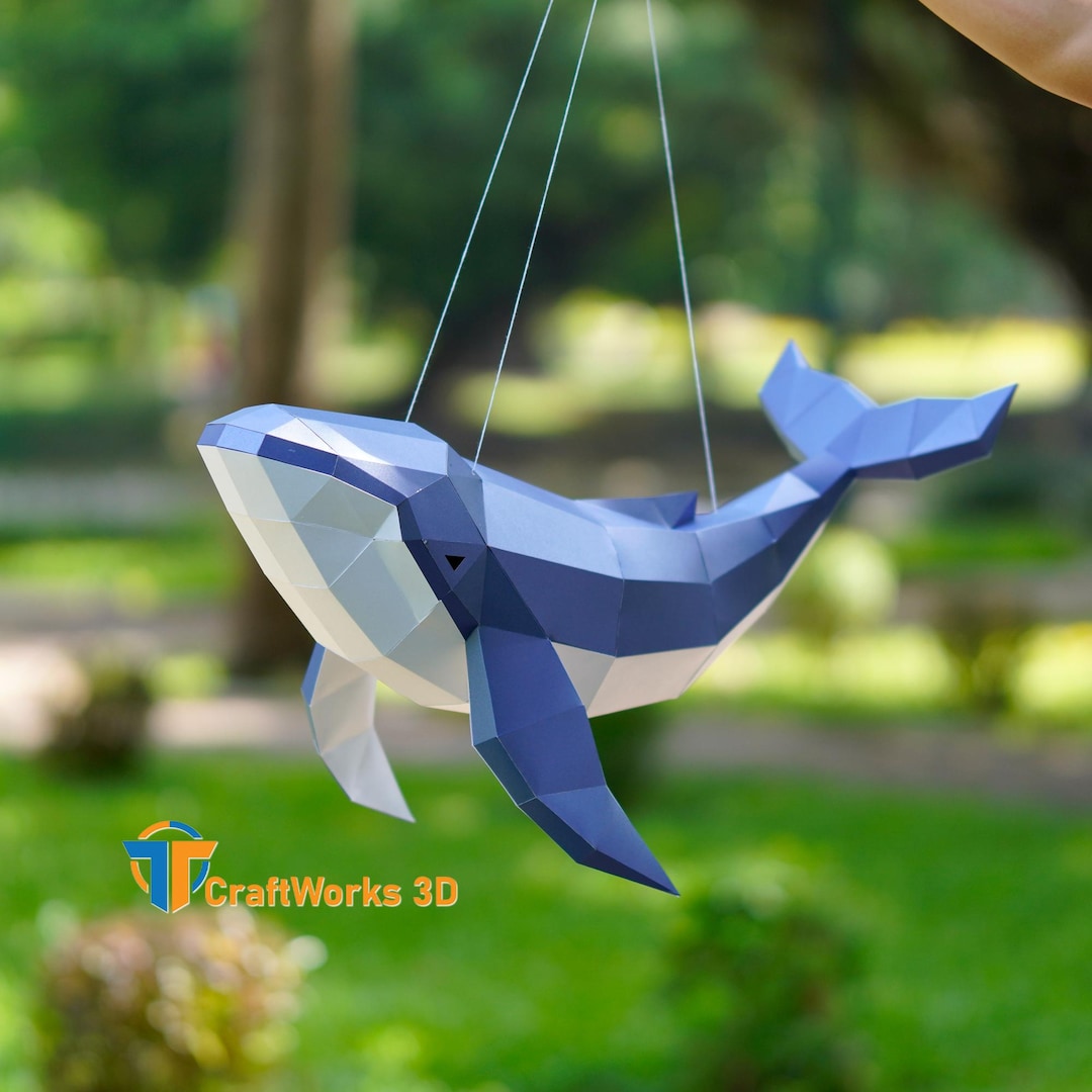 3D Humpback Whale Papercraft Template – Low Poly DIY Sculpture (PDF ...