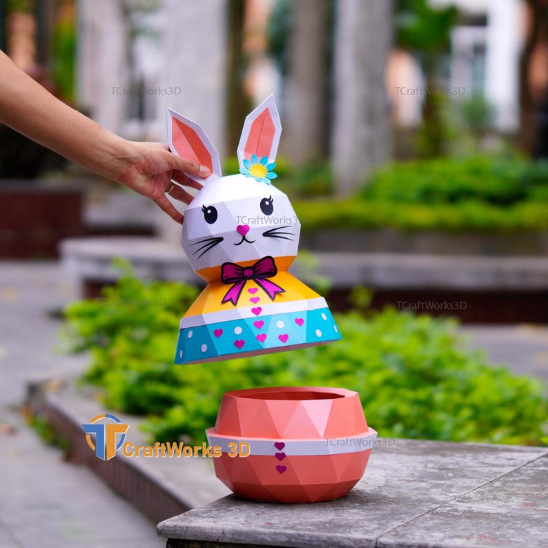 Easter Bunny Candy Box Template – DIY Bunny Egg Holder Papercraft PDF ...