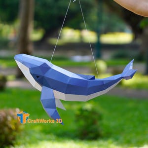 3D Humpback Whale Papercraft PDF SVG Template – Low Poly Baleia Model ...