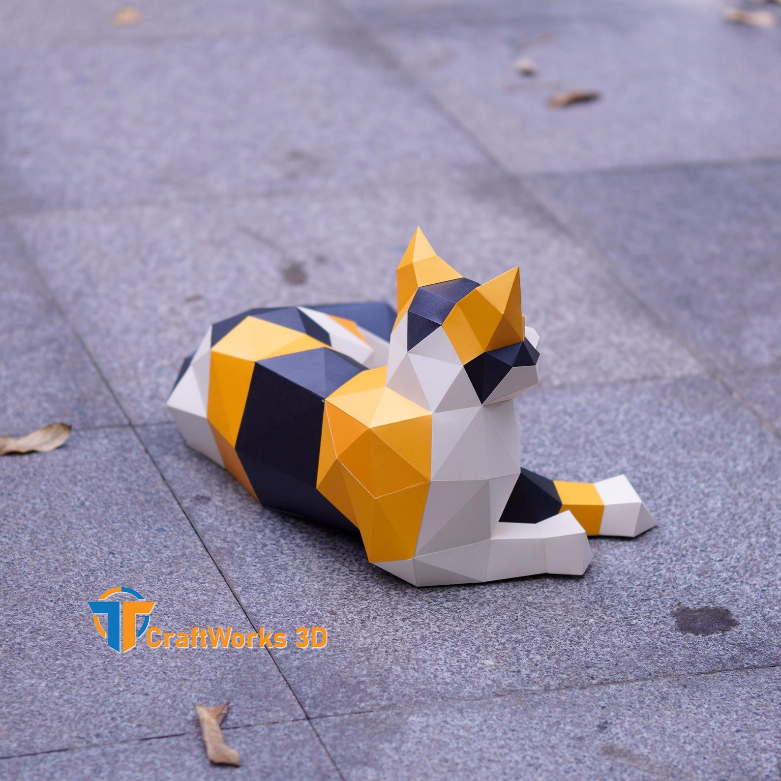 Calico Cat Papercraft Model – Low Poly 3D Sculpture (SVG, PDF) - Etsy ...