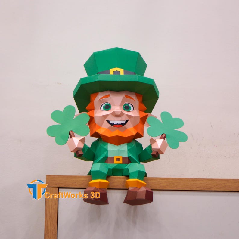 3D Leprechaun Papercraft Template | St. Patrick's Day Decor (SVG, PDF ...