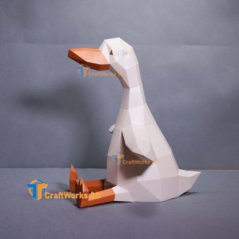 Goose Sit 3D Papercraft PDF, SVG Template for Creating Silly Goose ...