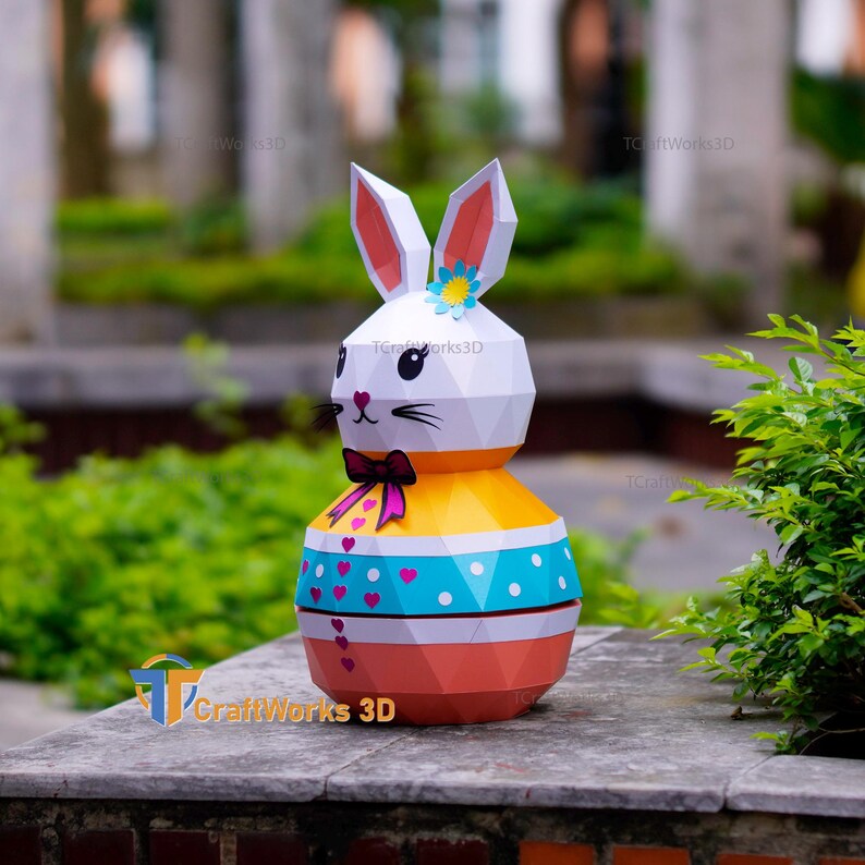 Easter Bunny Candy Box Template – DIY Bunny Egg Holder Papercraft PDF ...