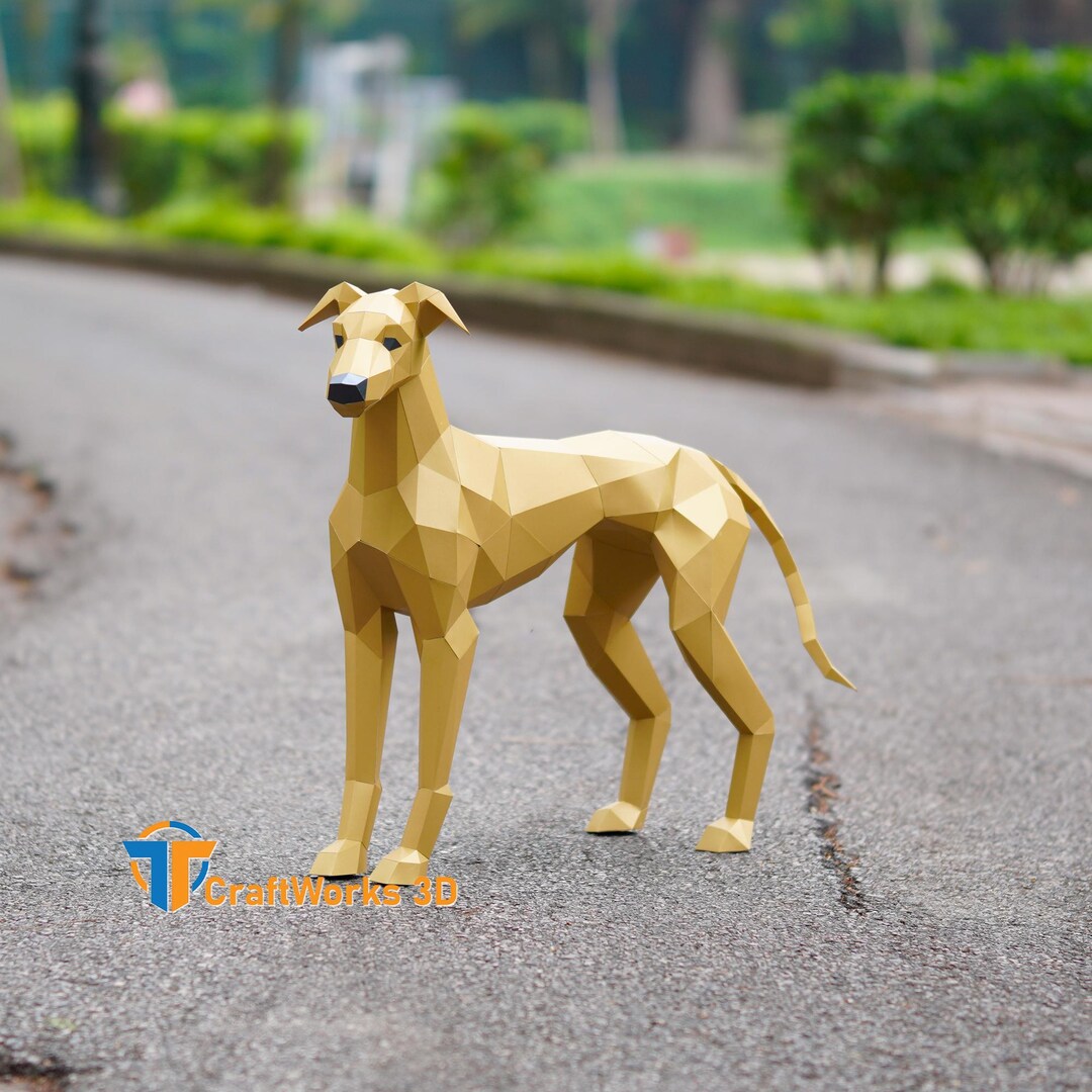 Greyhound Dog Paper Craft 3D SVG, Studio, PDF Digital Template, Origami ...
