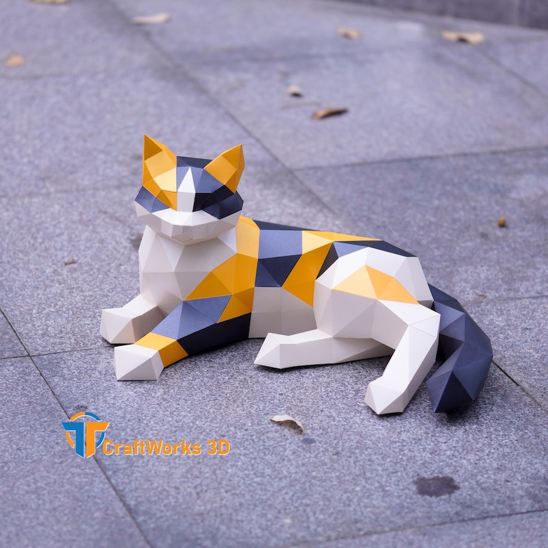 Low Poly Cat - Etsy