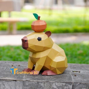 3D Capybara Papercraft SVG PDF Template – DIY Low Poly Animal Model for ...