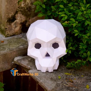 Skull Papercraft Template – 3D Halloween Skull SVG PDF, DIY Paper ...