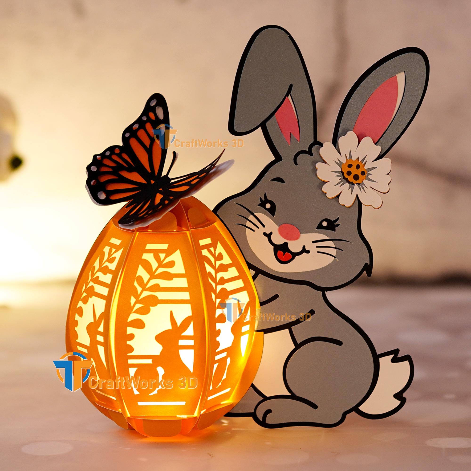 Rabbit Egg Lantern PDF, SVG, Studio Template - Bunny Easter Egg Lantern ...