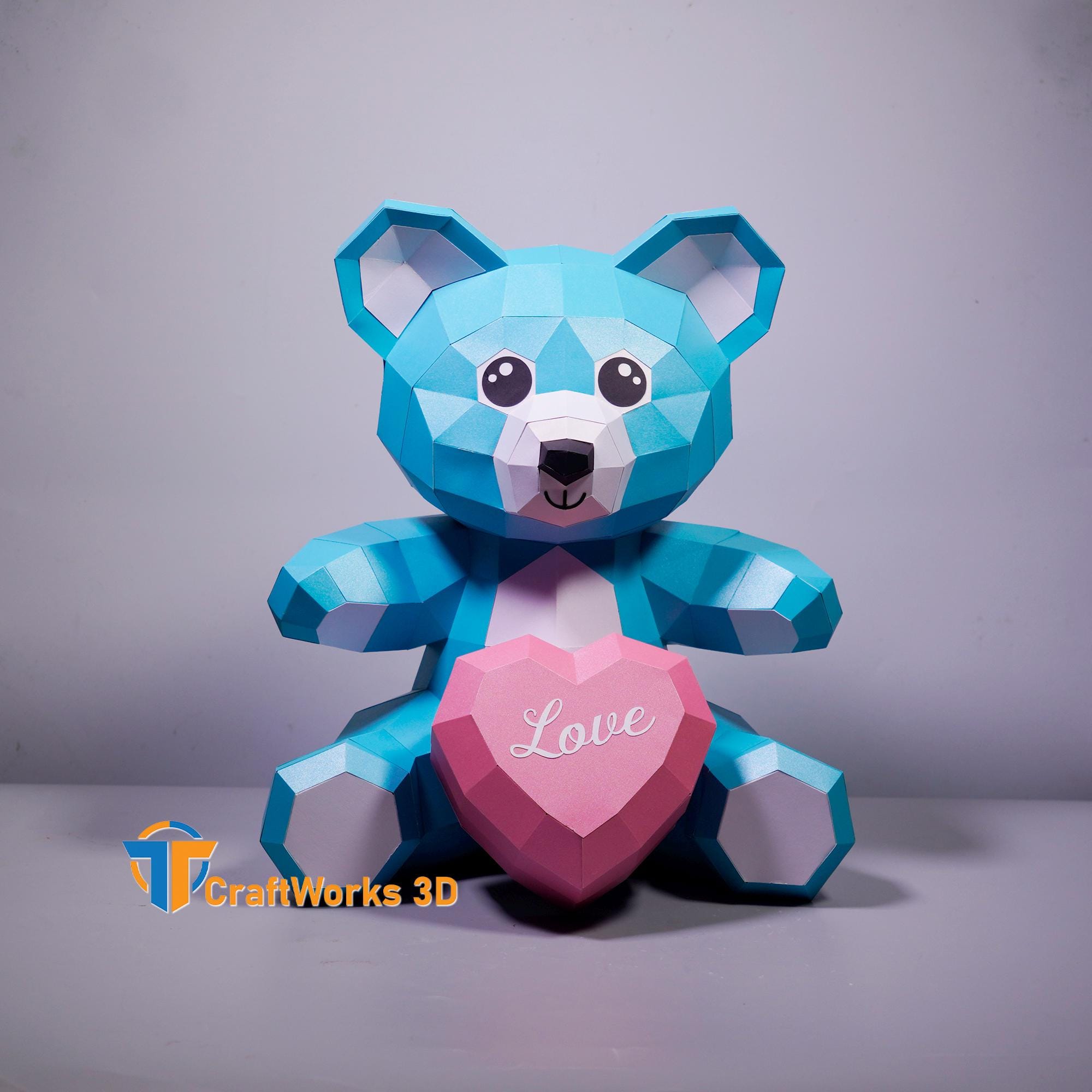 Papercraft Teddy Bear 3D SVG, Studio, PDF Template - DIY Low Poly Paper Craft Teddy Bear With ...