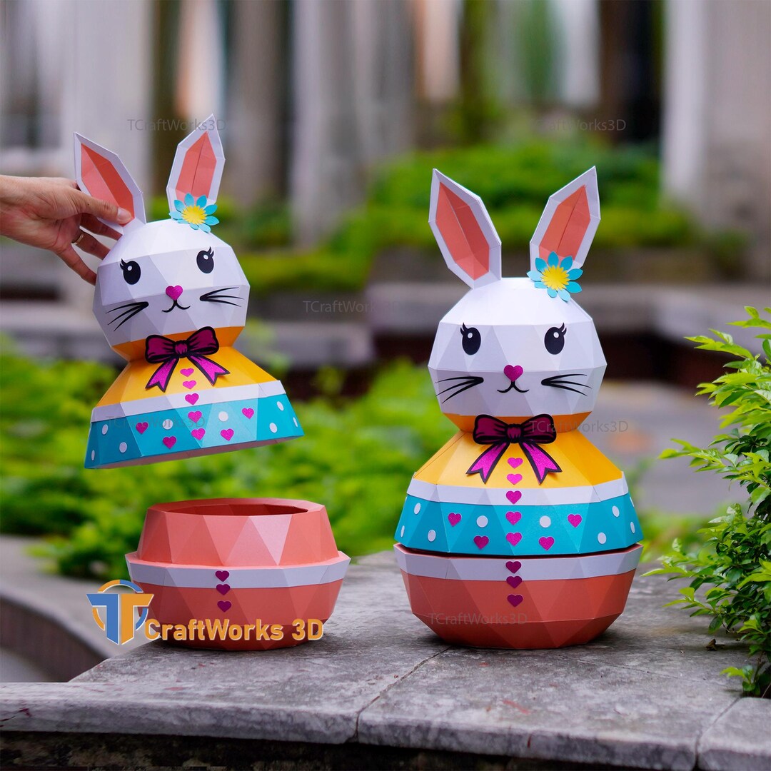 Easter Bunny Candy Box Template – DIY Bunny Egg Holder Papercraft PDF ...