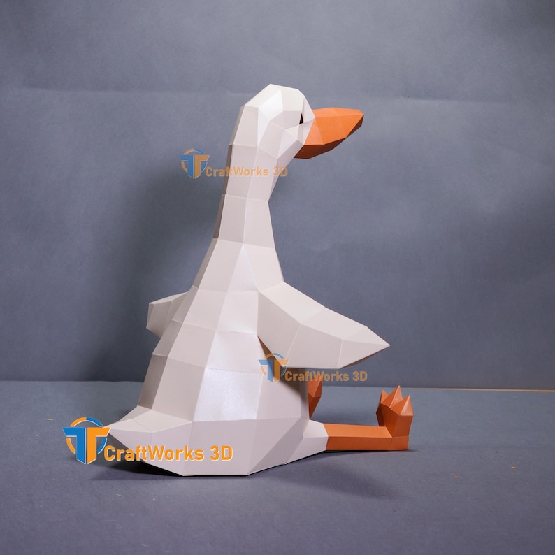 Goose Sit 3D Papercraft PDF, SVG Template for Creating Silly Goose ...